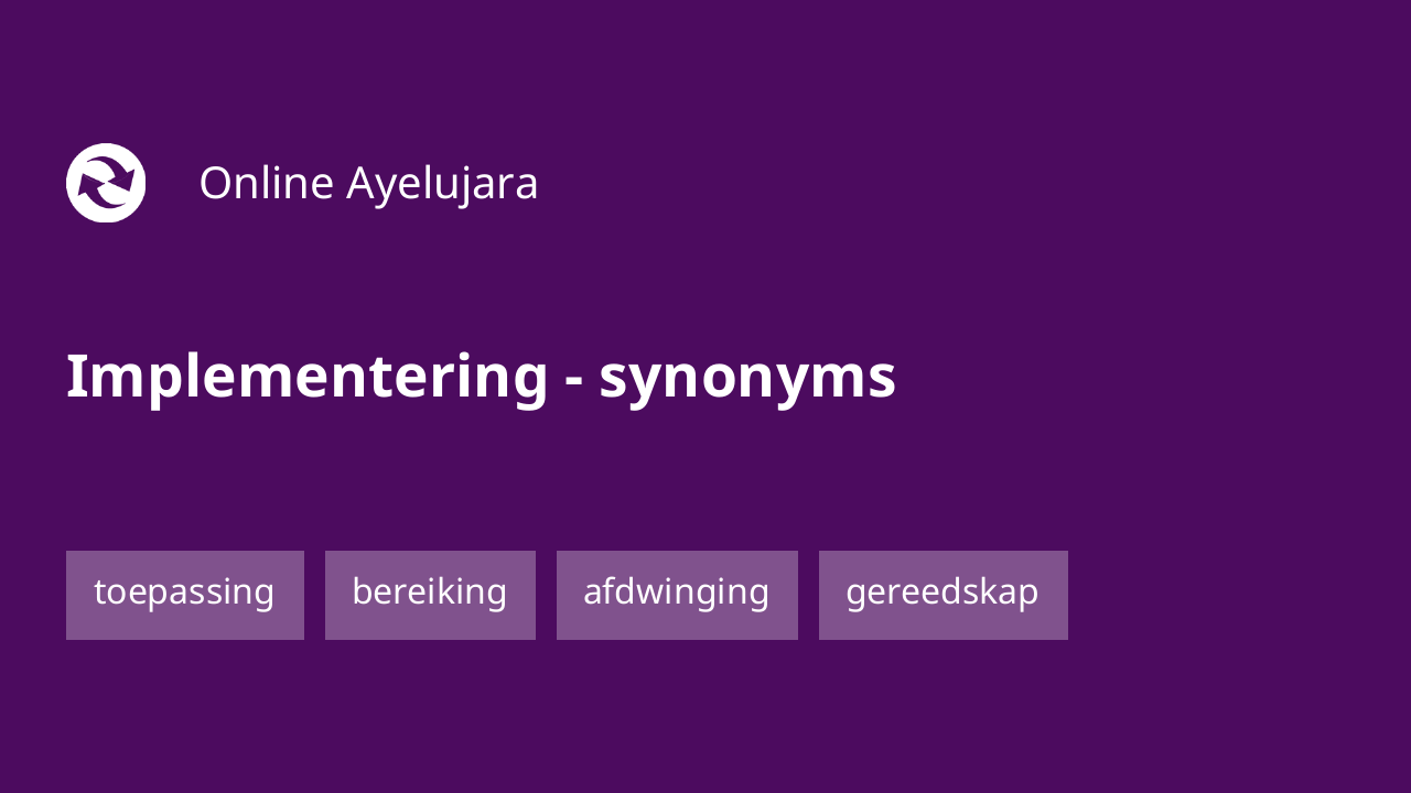 Implementering - sinonieme, luister, definisie, voorbeelde | OpenTran