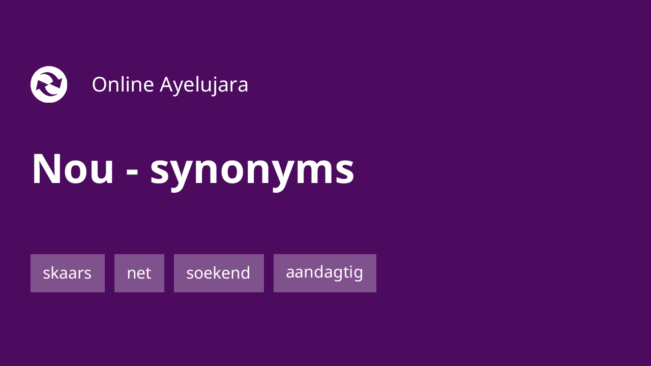 Nou - sinonieme, luister, definisie, voorbeelde | OpenTran