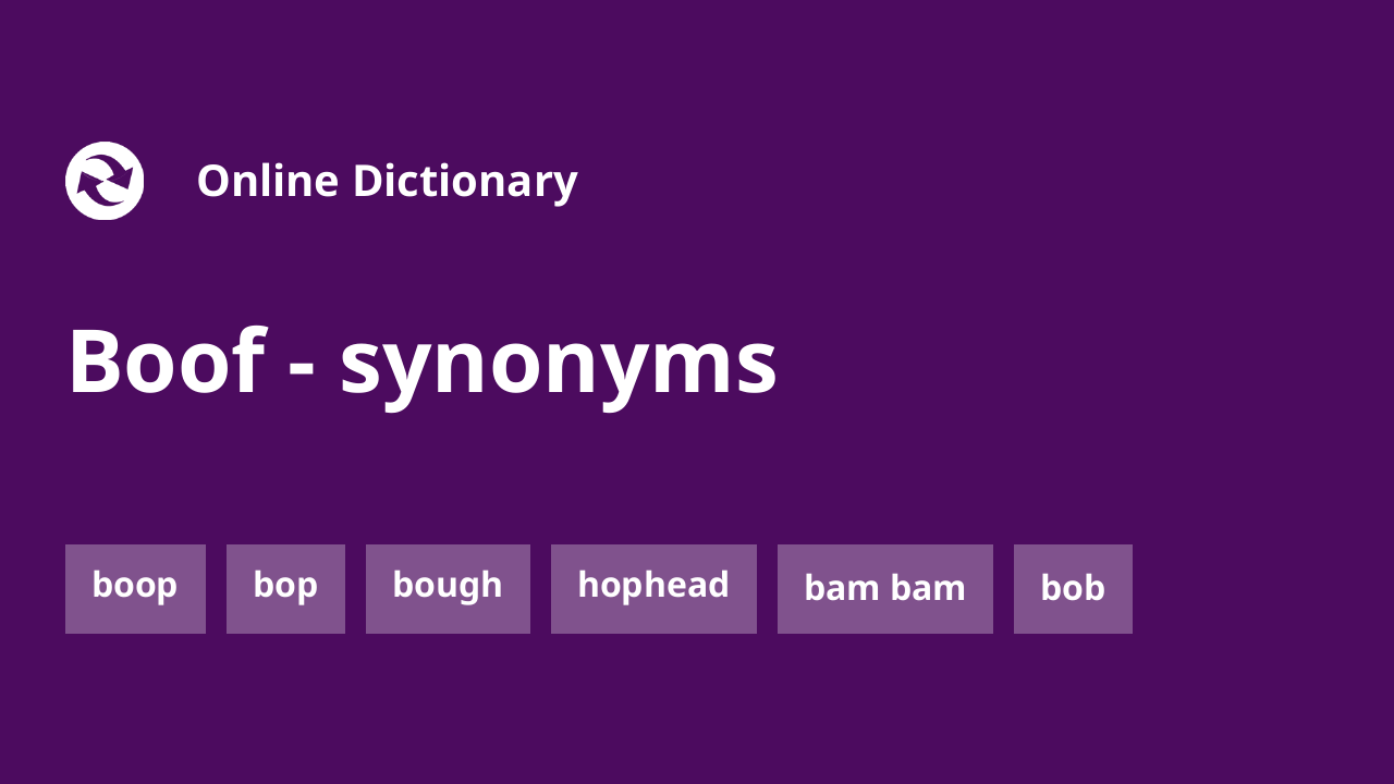 Boof - synonyms, pronunciation, definition, meaning, examples | OpenTran