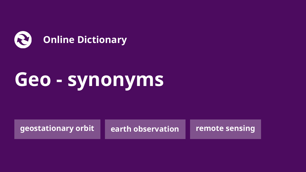Geo - synonyms, pronunciation, definition, meaning, examples | OpenTran