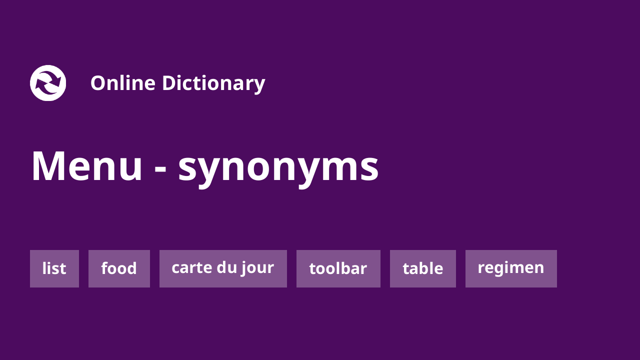 Menu - synonyms, pronunciation, definition, meaning, examples ...