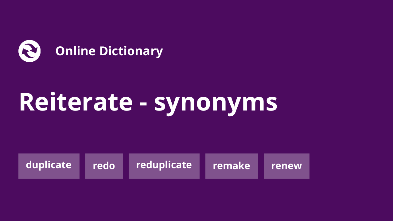 Reiterate - synonyms, pronunciation, definition, meaning, examples ...