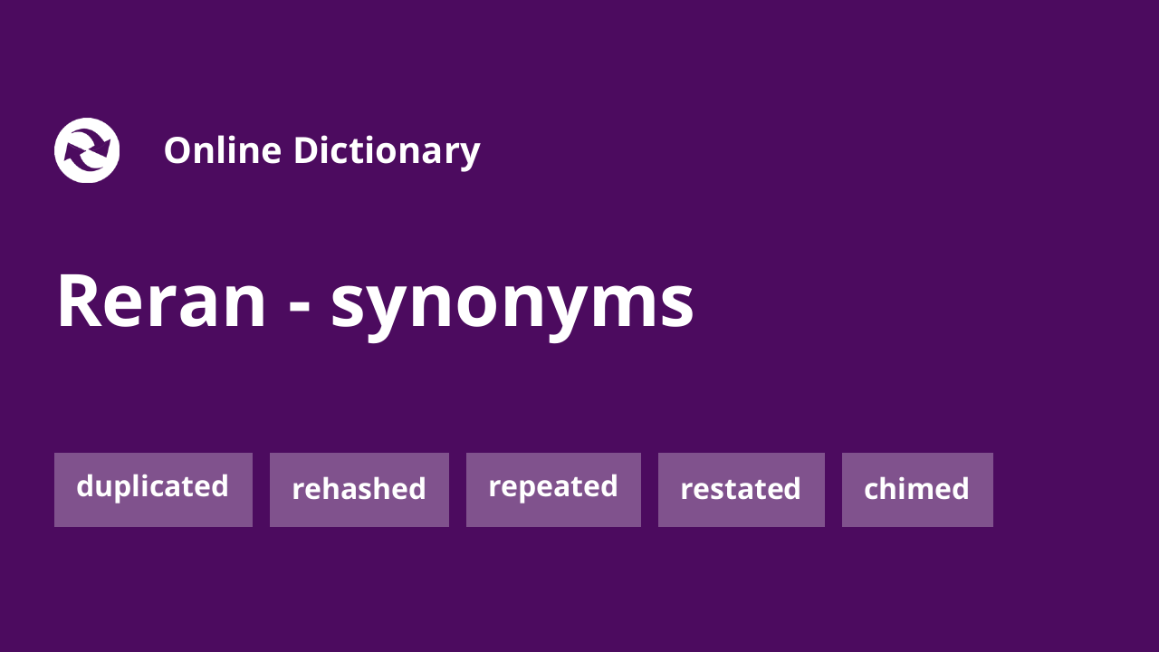 Reran - synonyms, pronunciation, definition, meaning, examples | OpenTran