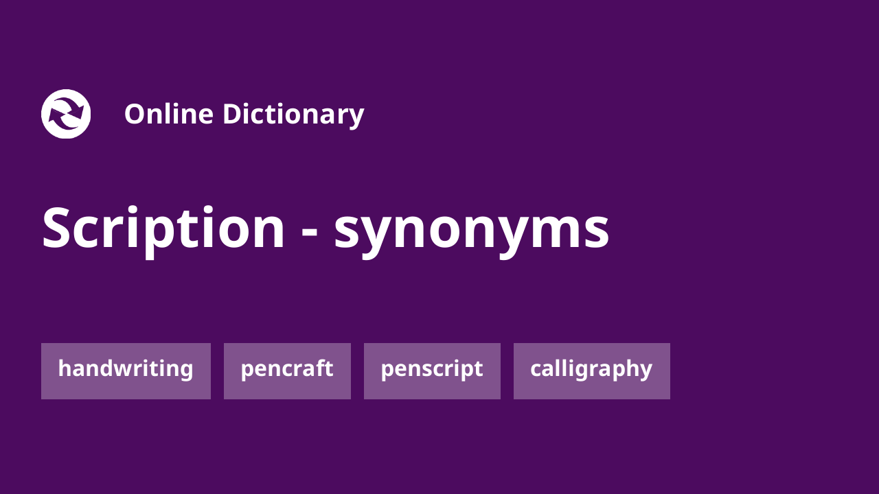Scription - synonyms, pronunciation, definition, meaning, examples ...