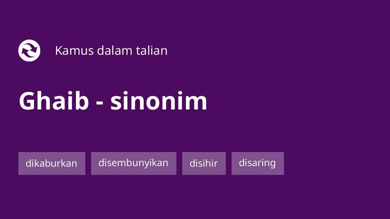 Ghaib - sinonim, dengarkan, makna, definisi | OpenTran