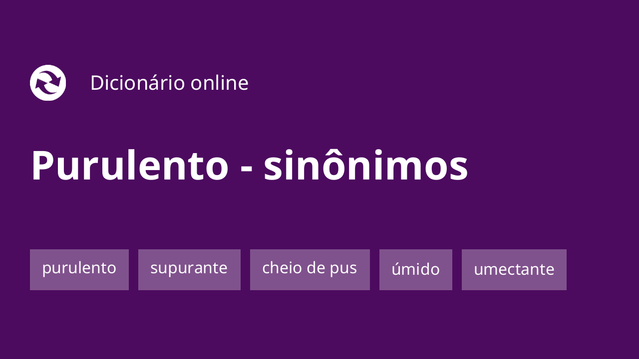 Purulento - sinônimos, pronúncia, significado, exemplos | OpenTran