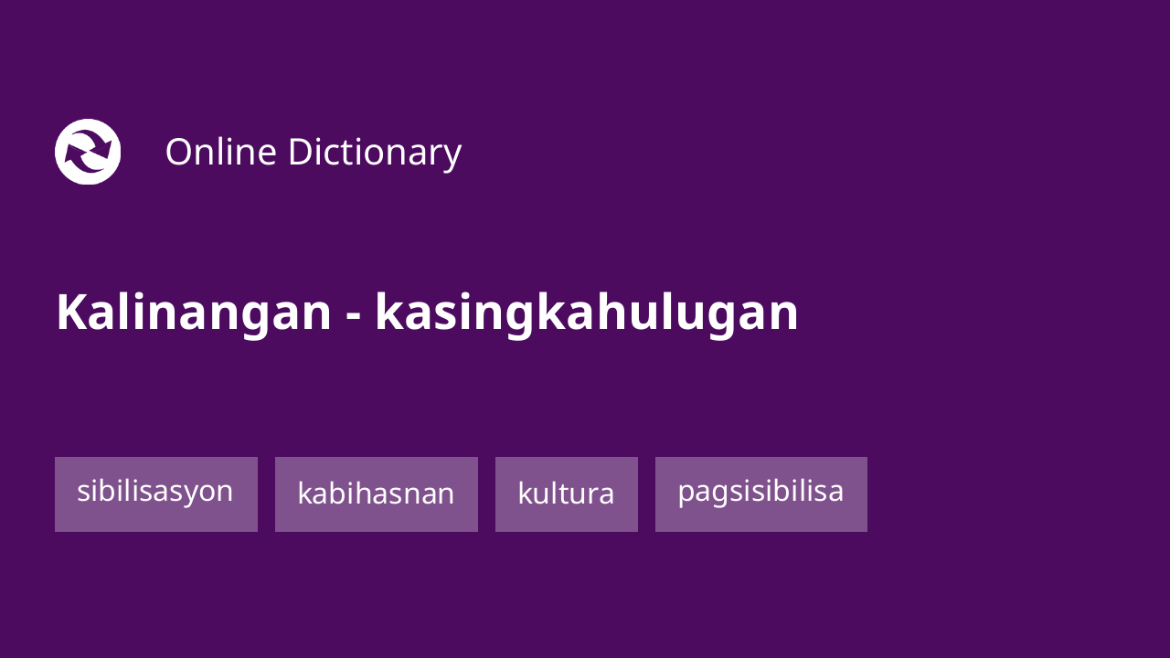 Kalinangan - kasingkahulugan, pagbigkas, kahulugan, halimbawa | OpenTran