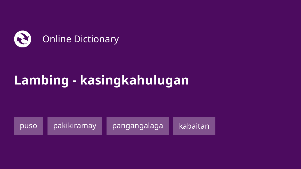 Lambing - kasingkahulugan, pagbigkas, kahulugan, halimbawa | OpenTran