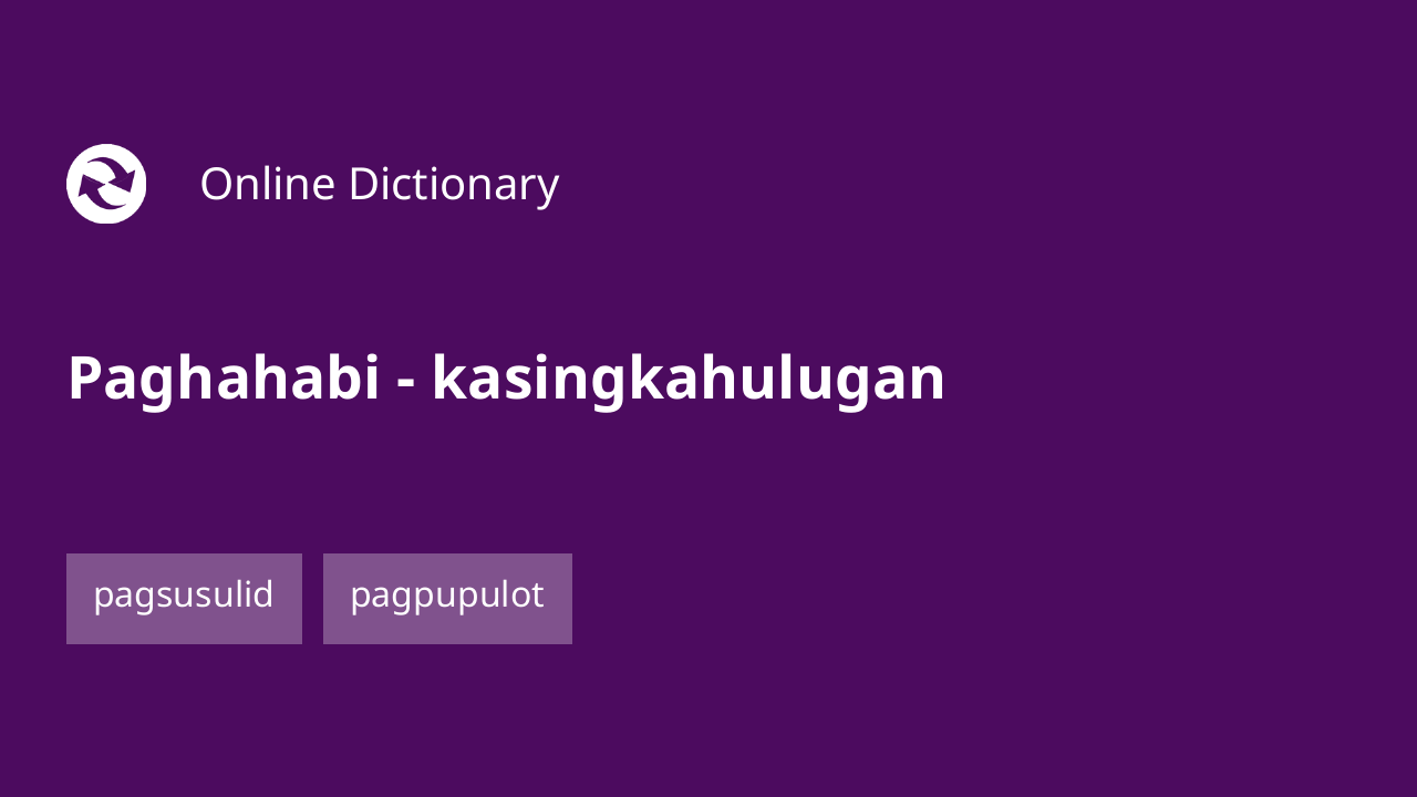 Paghahabi - kasingkahulugan, pagbigkas, kahulugan, halimbawa | OpenTran
