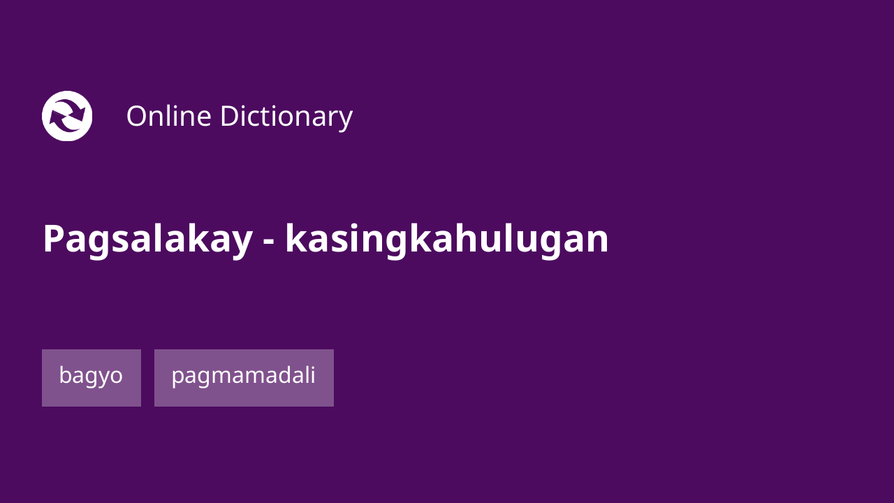 Pagsalakay - kasingkahulugan, pagbigkas, kahulugan, halimbawa | OpenTran