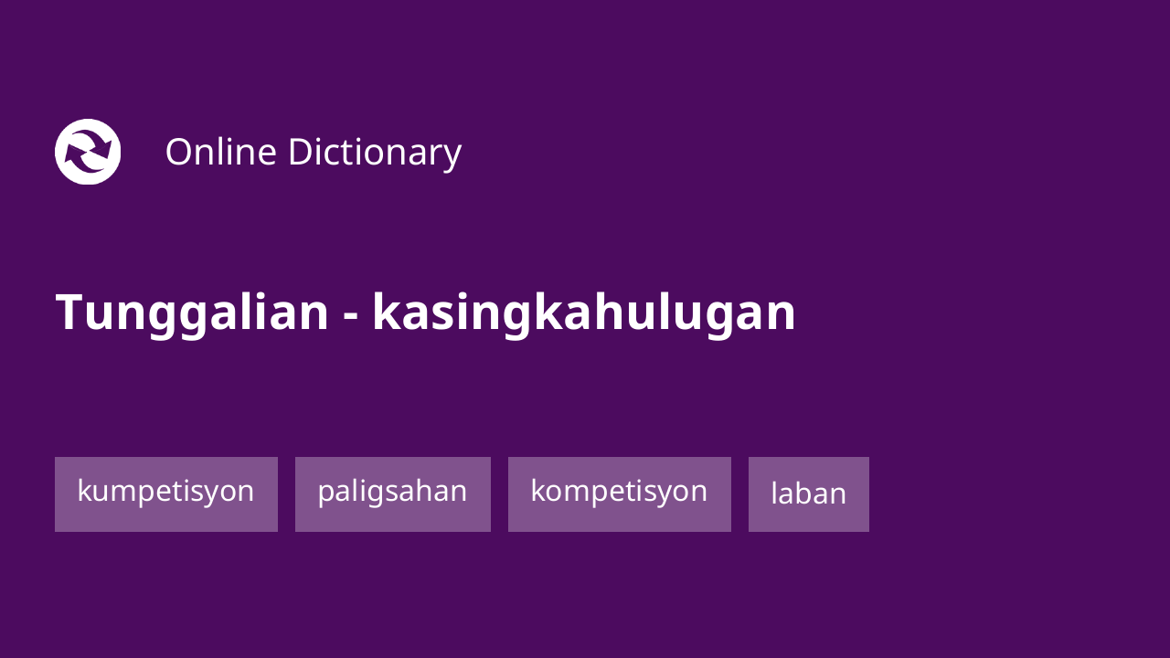 Tunggalian - kasingkahulugan, pagbigkas, kahulugan, halimbawa | OpenTran